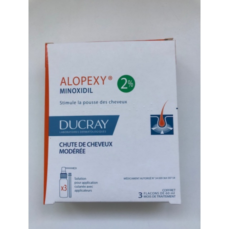 ALOPEXY Ducray 2% 3 flacons 60ml (Minoxidil) - Mon-armoire-a-pharmacie.com