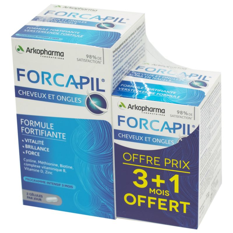 Arkopharma FORCAPIL Cheveux et Ongles 180 gélules + 60 gélules Offertes ...