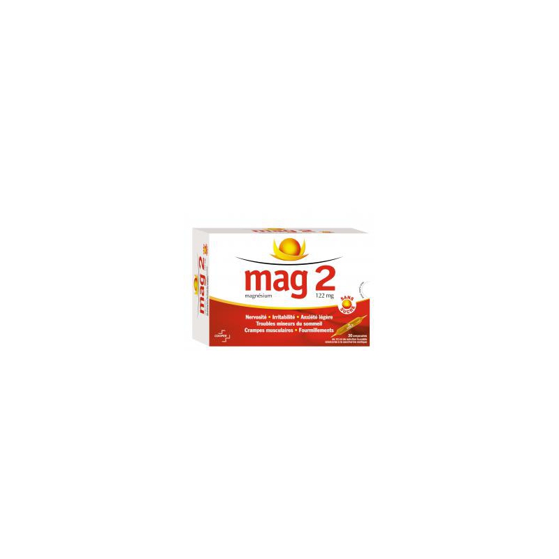 Mag 2 ( magnésium 122mg ) 30 Ampoules - Mon-armoire-a-pharmacie.com